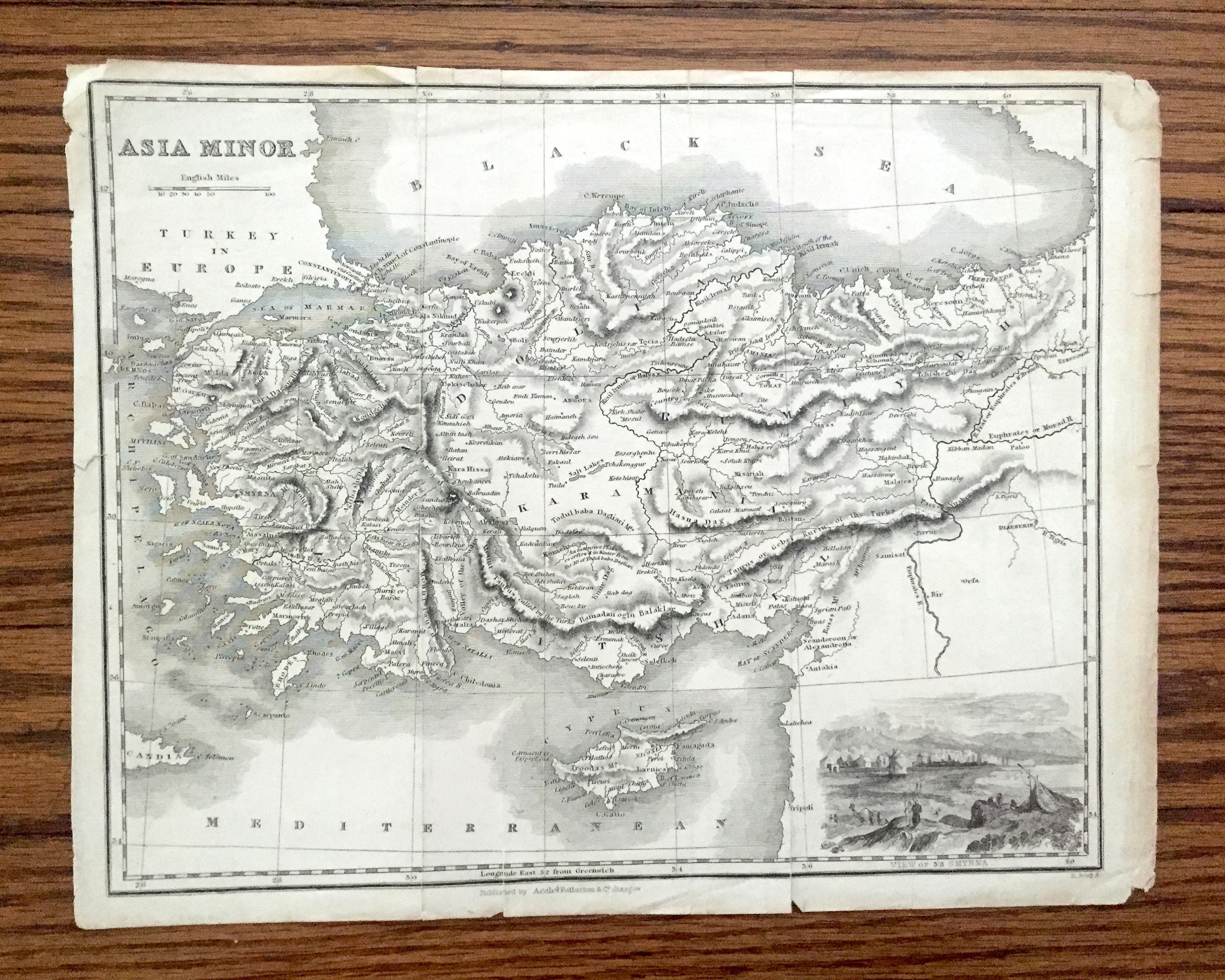 Antique 1845 Asia Minor Map by Archibald Fullarton & Co. - Etsy