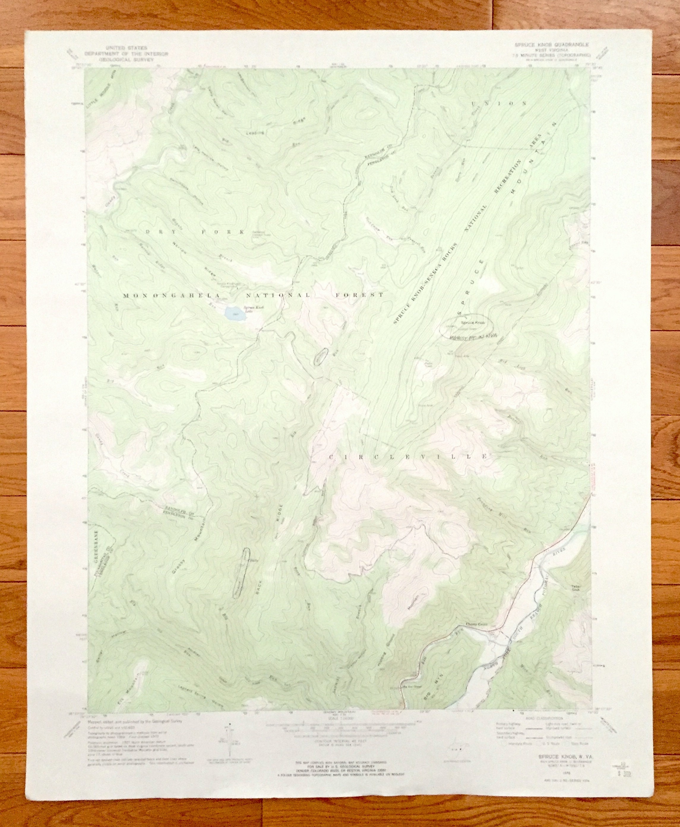Antique Spruce Knob West Virginia 1970 US Geological Survey | Etsy