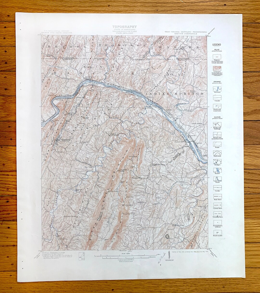 Antique Berkeley Springs, West Virginia 1899 US Geological Survey ...