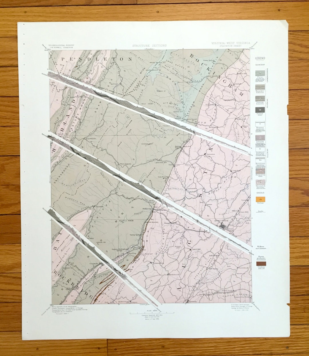 Antique Staunton, Virginia 1886 US Geological Survey Topographic Map ...