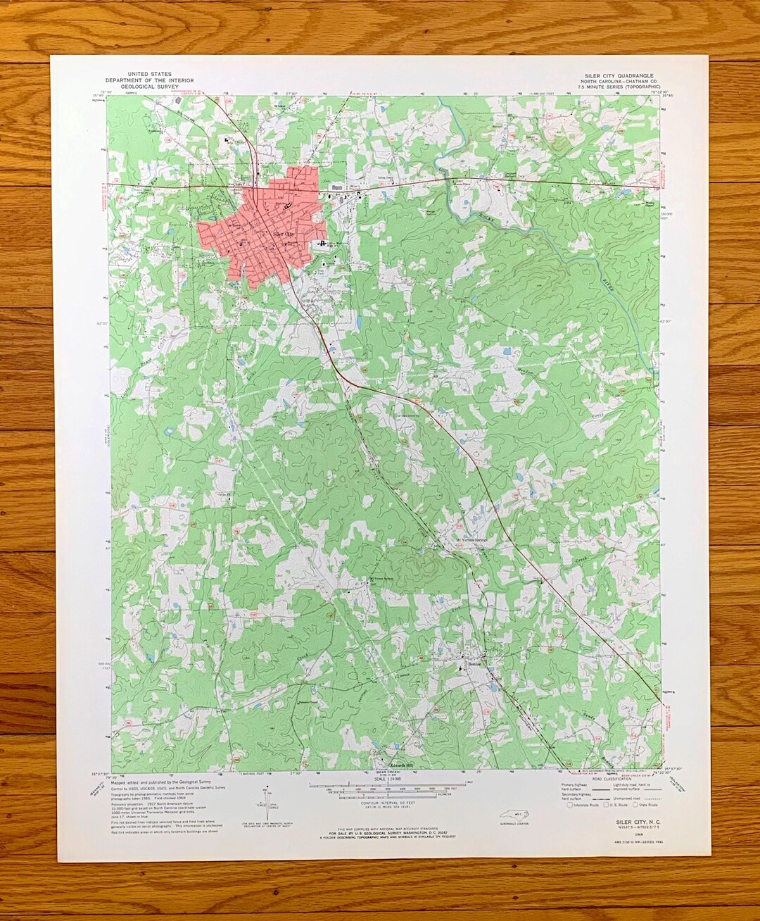 Antique Siler City, North Carolina 1969 US Geological Survey ...