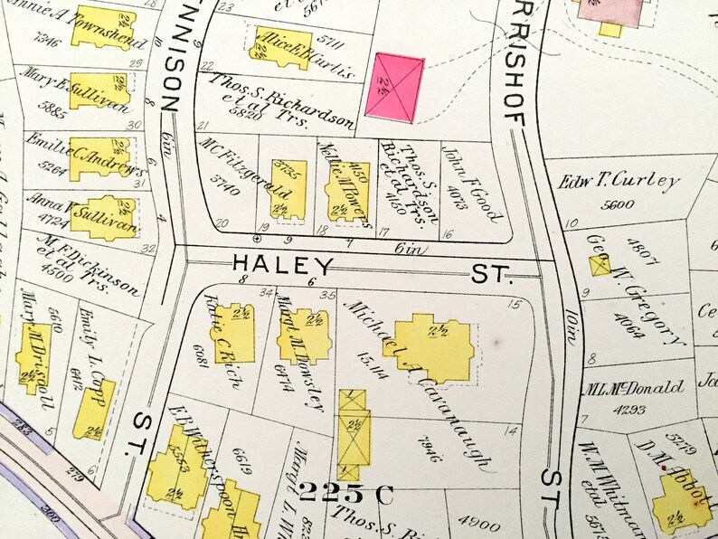 Antique 1906 Roxbury Massachusetts Map From GW Bromley Atlas | Etsy