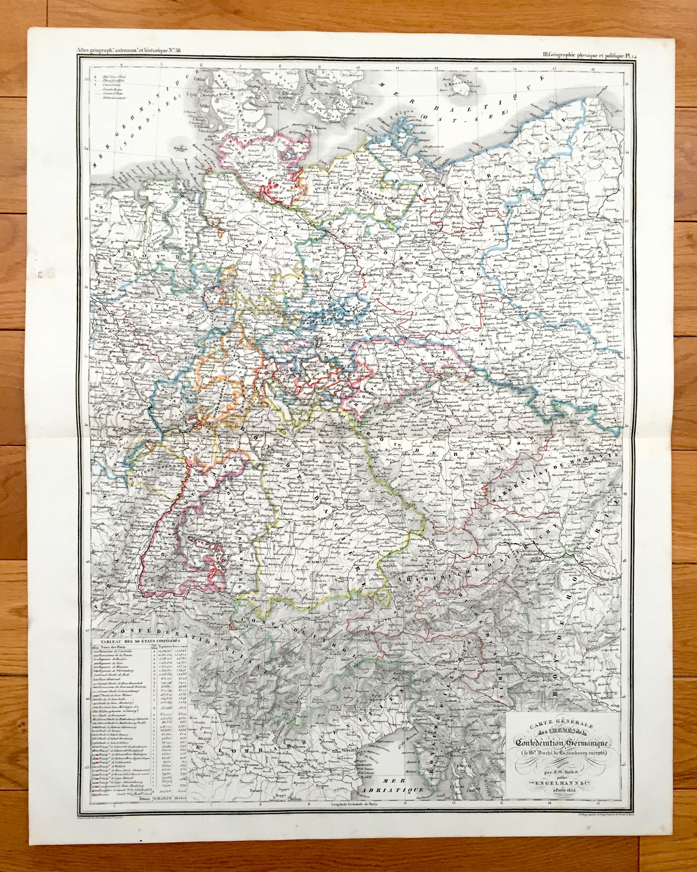 Antique 1835 Ancient Germany Map From JG Heck's Atlas Géographique ...