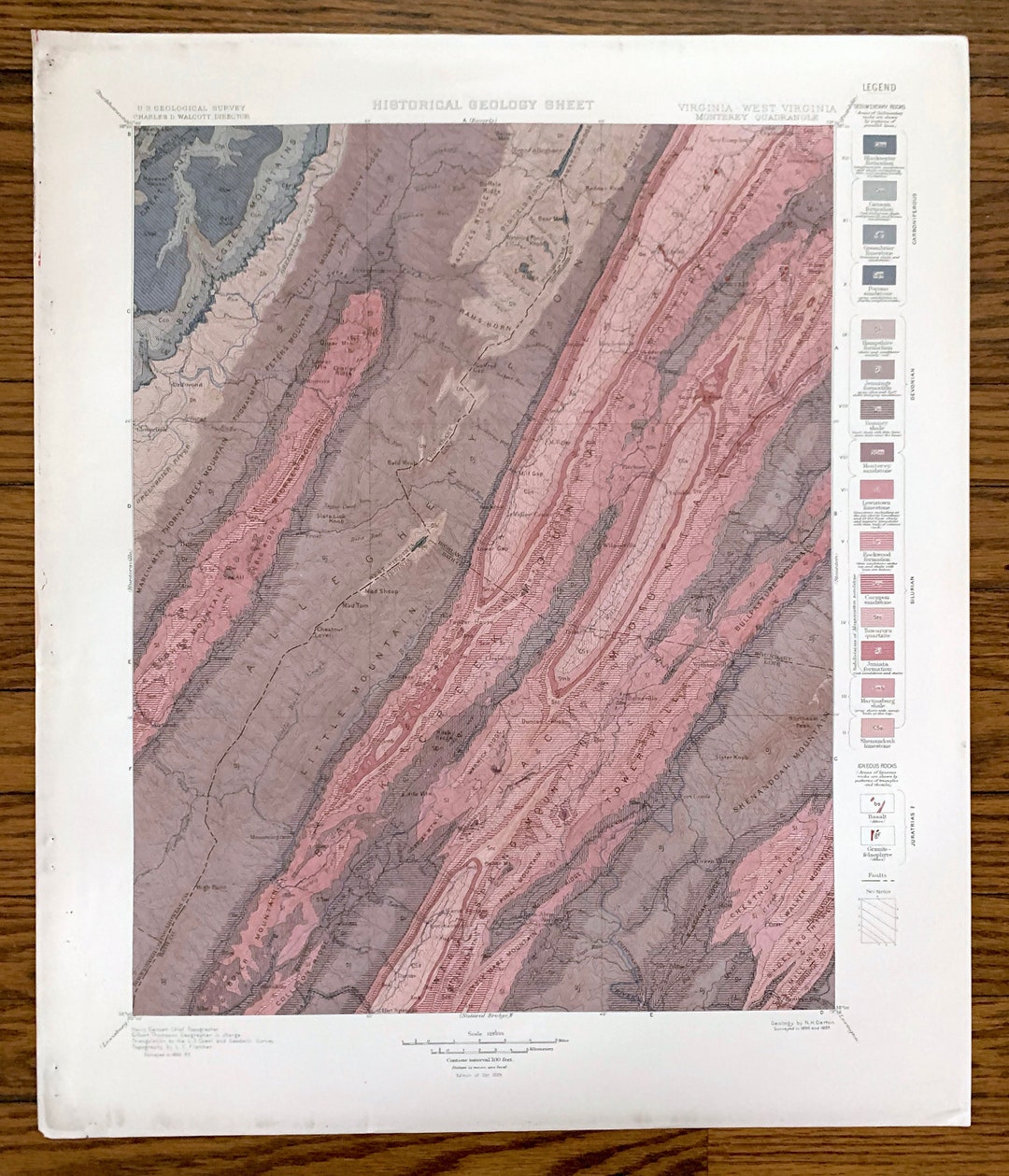 Antique Monterey, Virginia 1899 US Geological Survey Topographic Map ...