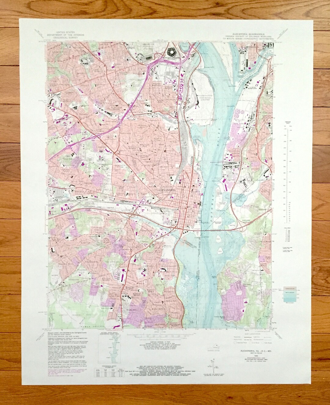 Antica mappa topografica di Alexandria, Virginia 1965 US Geological ...