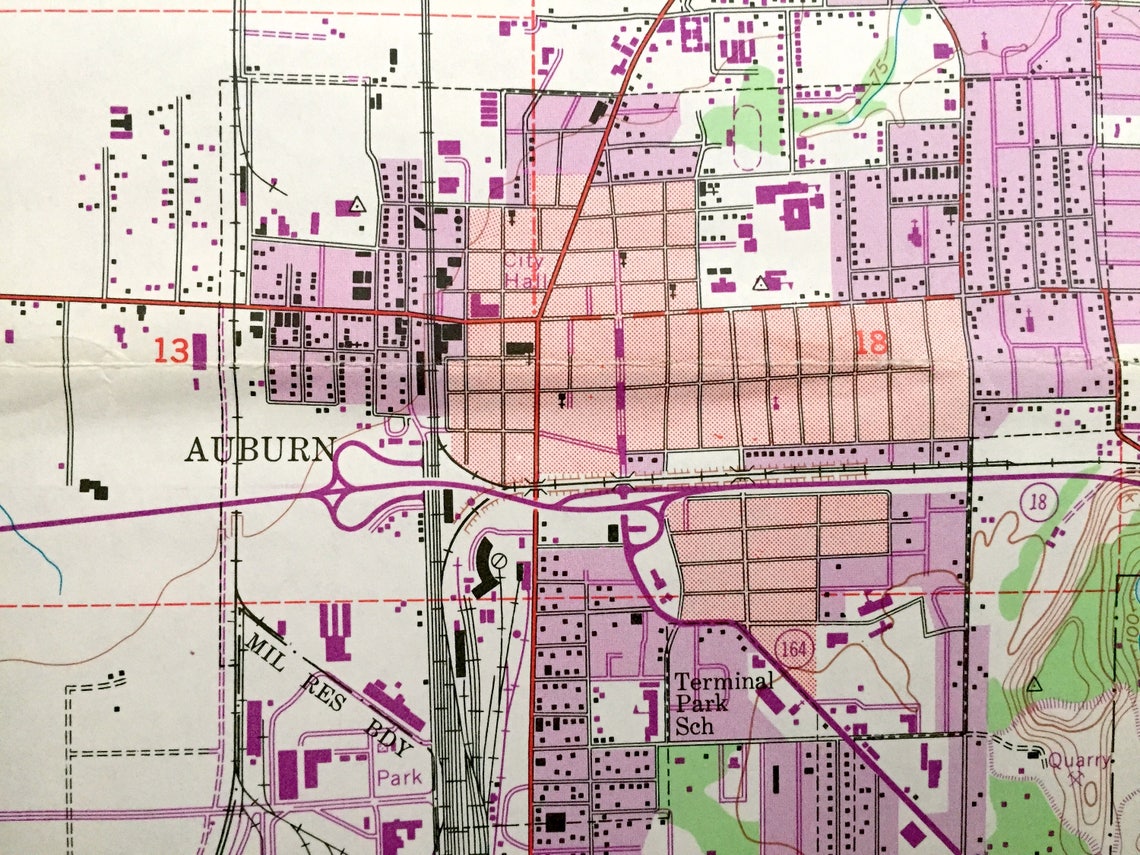 Antique Auburn, Washington 1949 US Geological Survey Topographic Map ...