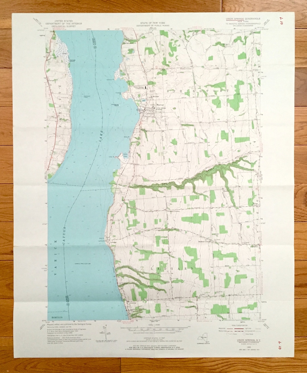Antique Union Springs, New York 1955 US Geological Survey Topographic ...