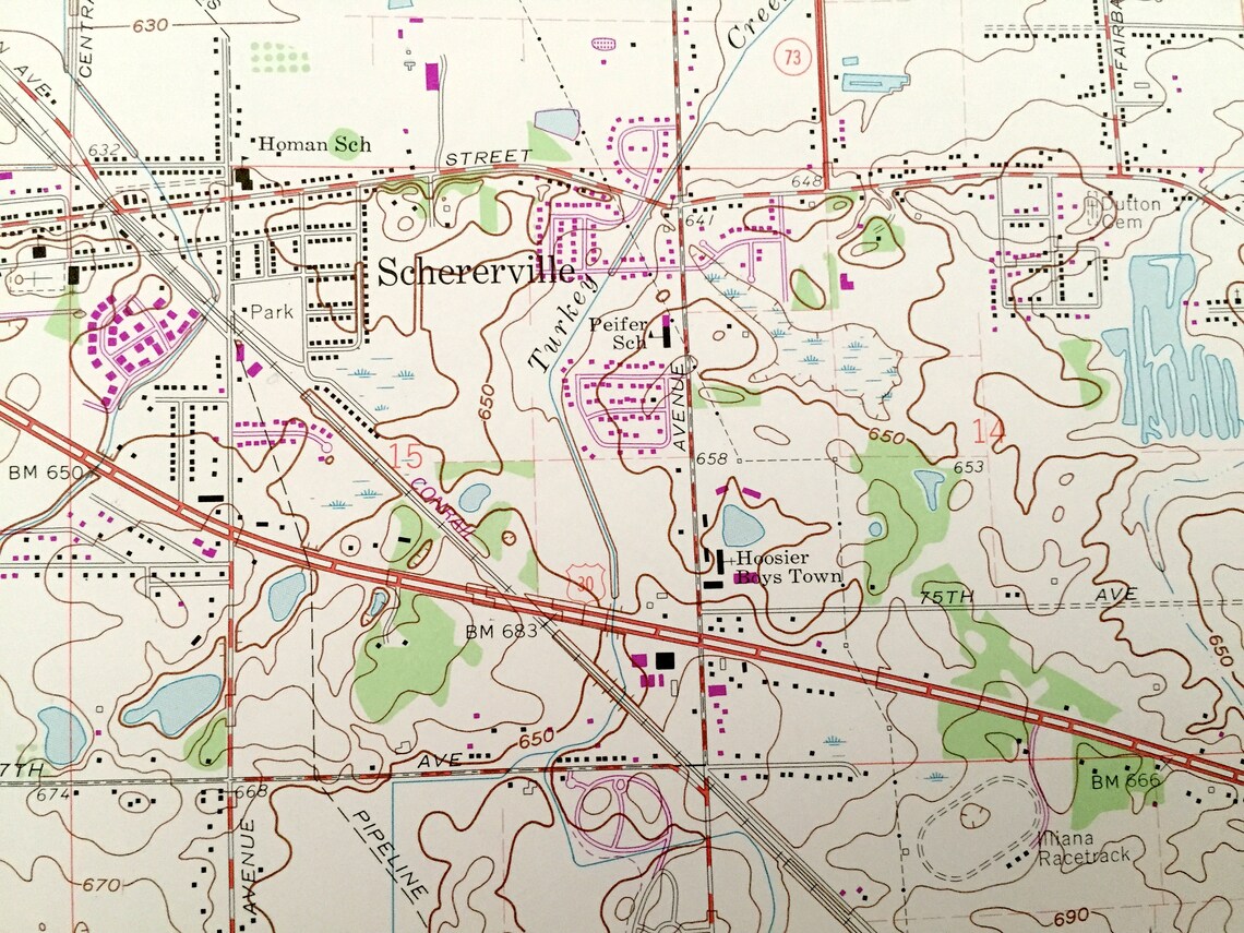 Antique St. John, Indiana 1962 US Geological Survey Topographic Map ...