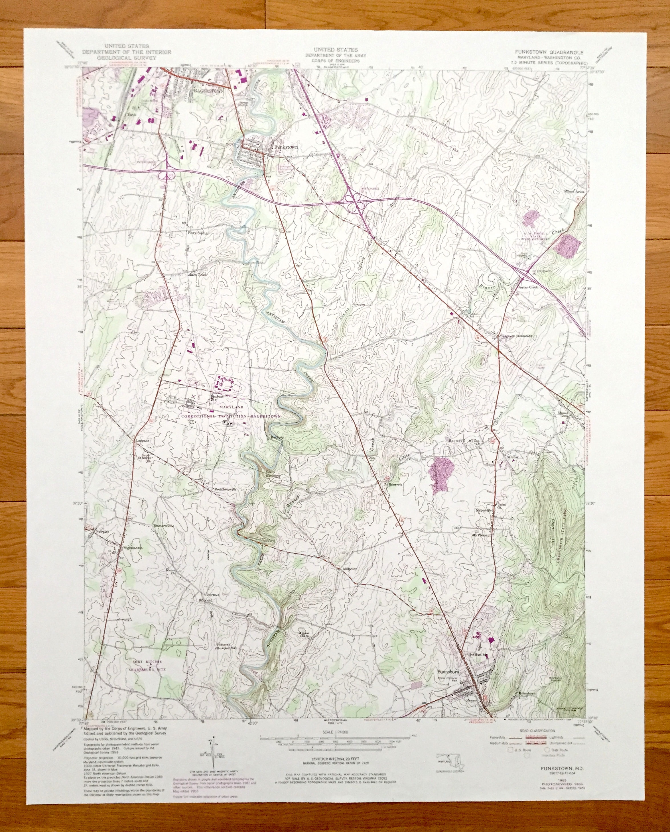 Antique Funkstown Maryland 1953 US Geological Survey | Etsy