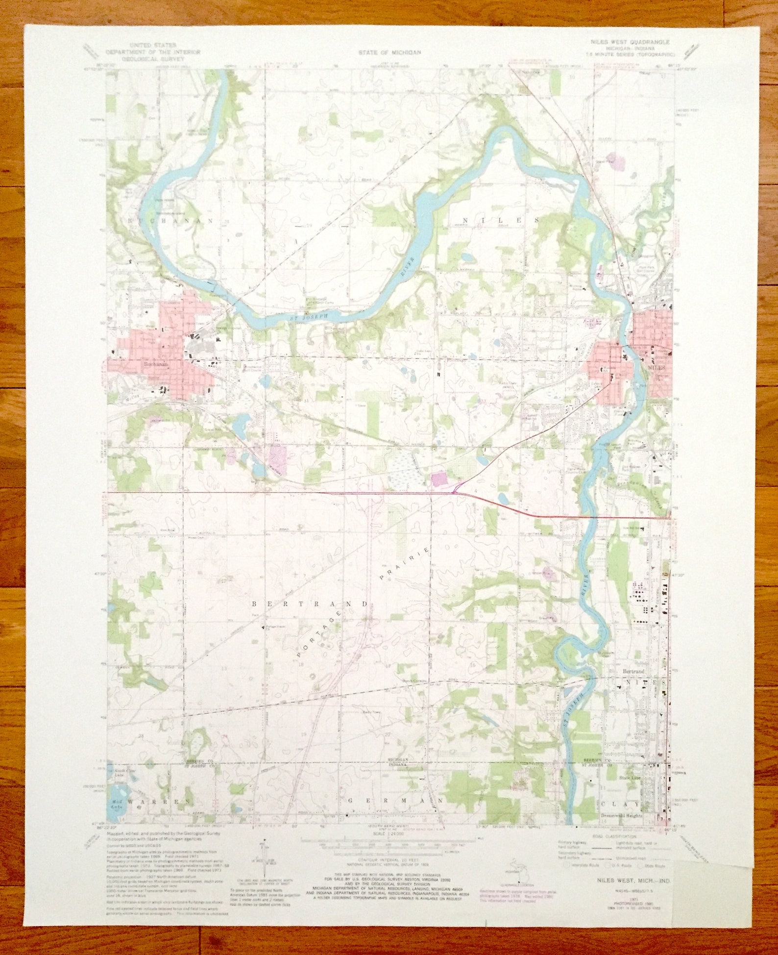 Antique Niles, Indiana 1971 US Geological Survey Topographic Map ...