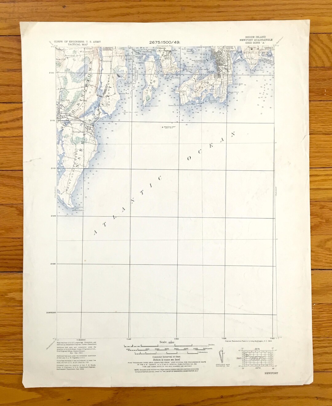 Antique Newport, Rhode Island 1911 US Geological Survey Topographic Map ...