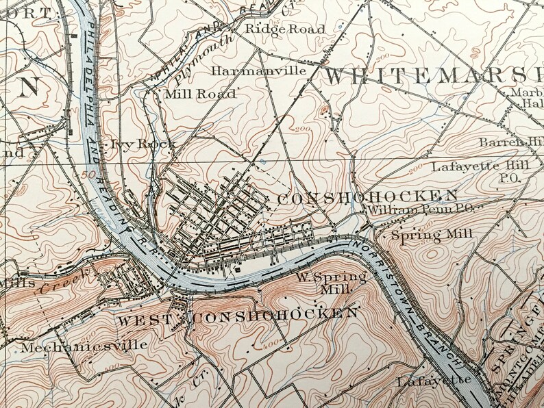 Antique Main Line Philadelphia PA 1895 U.S. Geo Survey Map | Etsy
