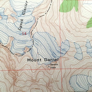 Antique Mount Daniel, Washington 1965 US Geological Survey Topographic ...