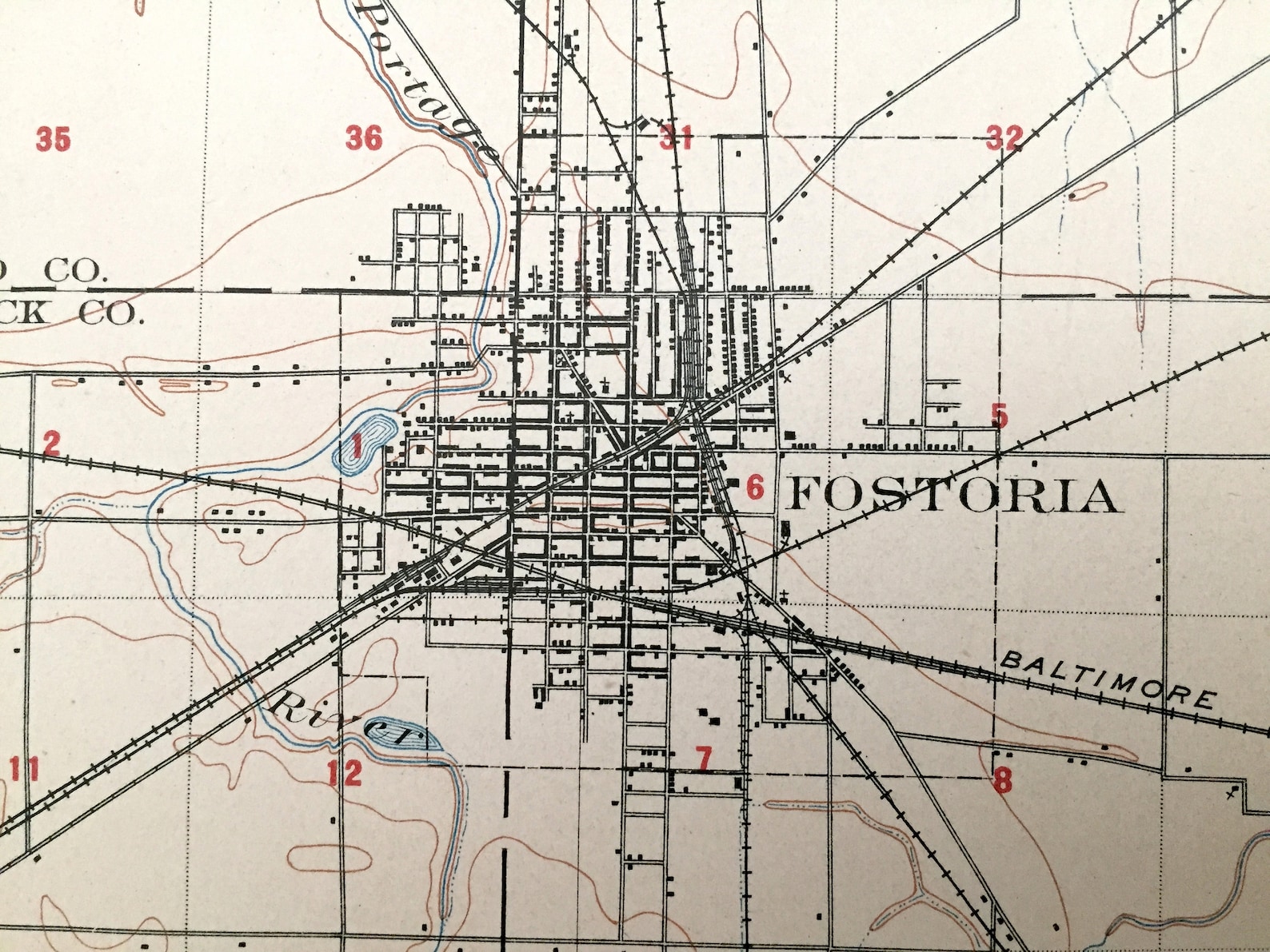 Antique Fostoria Ohio 1903 US Geological Survey Topographic | Etsy