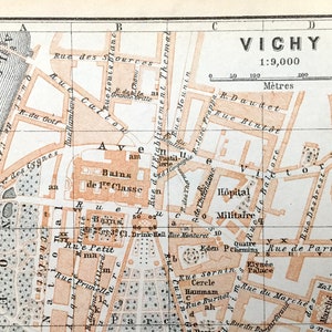 Antique 1914 Vichy, France Map From Baedekers Guide Atlas – Allier ...