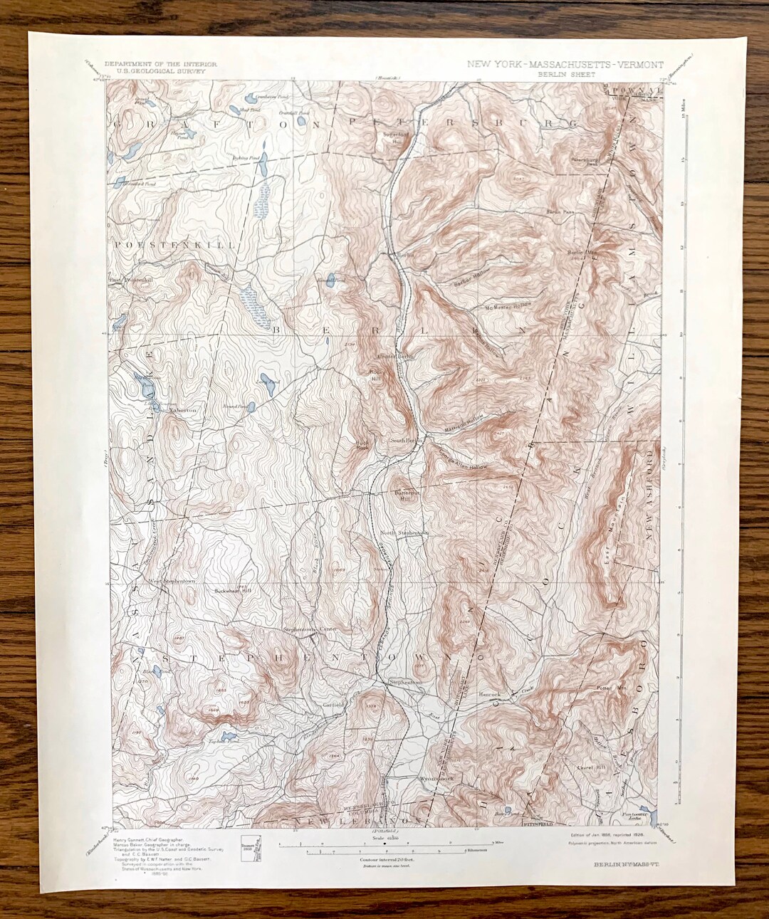Antique Berlin, New York 1898 US Geological Survey Topographic Map ...