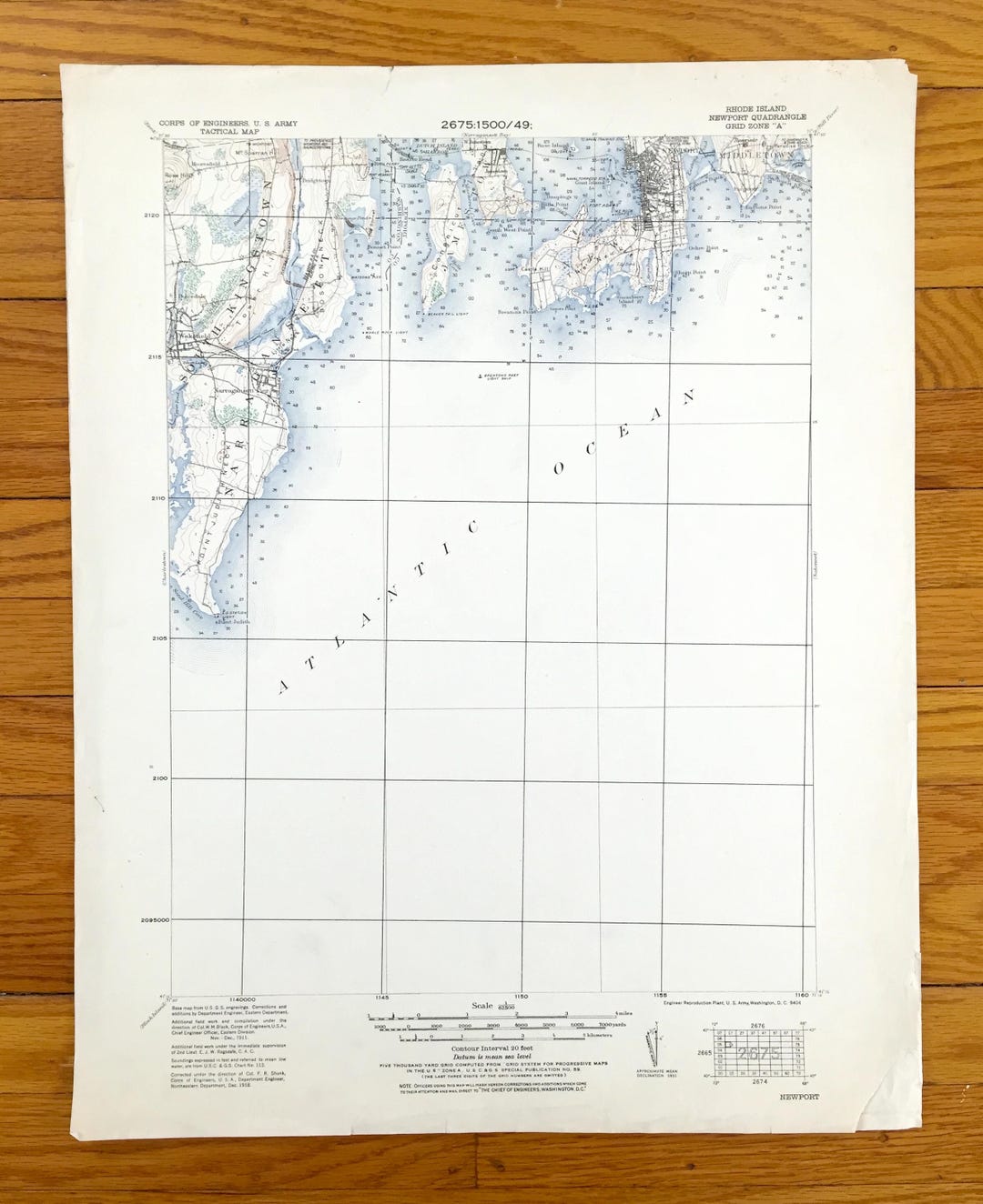 Antique Newport, Rhode Island 1911 US Geological Survey Topographic Map ...