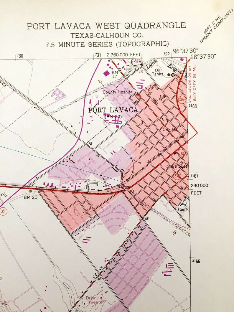Antique Port Lavaca, Texas 1952 US Geological Survey Topographic Map ...