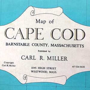 Midcentury Cape Cod Wall-size Map by Champion Map Corp – Chatham ...