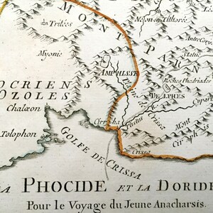 Antique 1787 Phocis & Doris, Greece Map Engraving From Chez Bossange ...