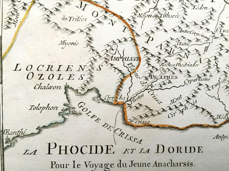 Antique 1787 Phocis & Doris, Greece Map Engraving From Chez Bossange ...