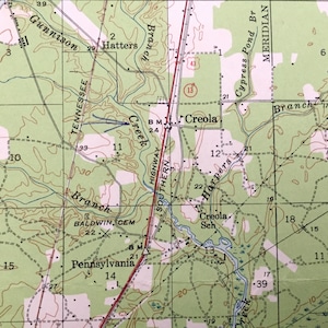 Antique Creola, Alabama 1941 US Geological Survey Topographic Map ...