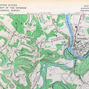 Antique Saltsburg, Pennsylvania 1964 US Geological Survey Topographic ...