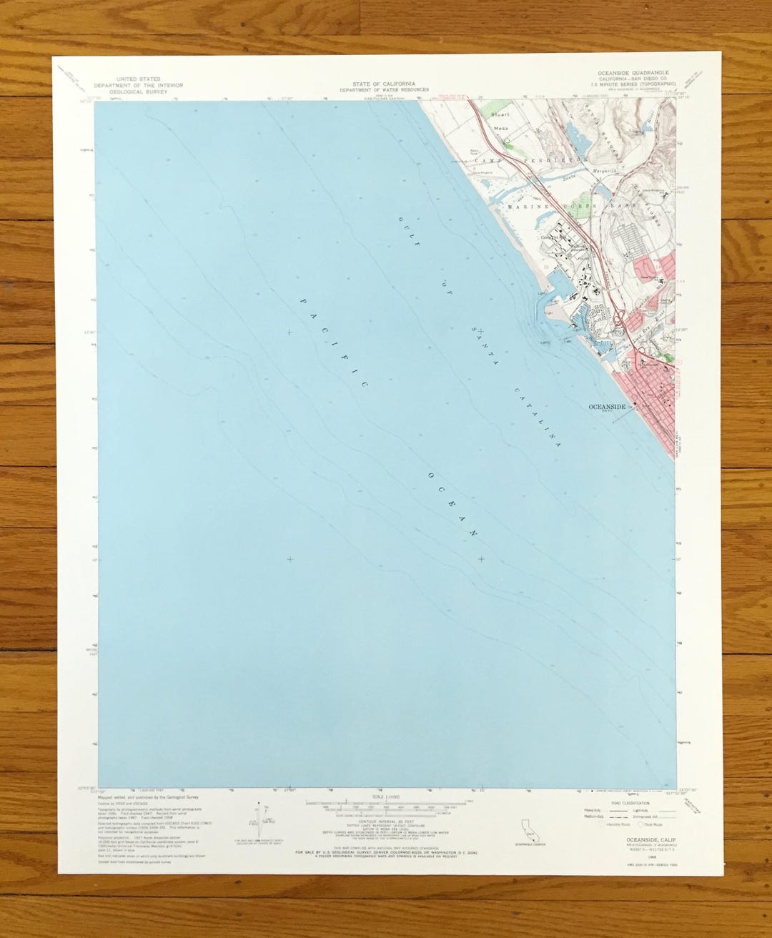 Antique Oceanside, California 1968 US Geological Survey Topographic Map ...