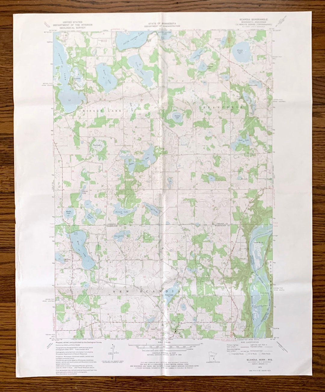 Antique Scandia, Minnesota 1974 US Geological Survey Topographic Map ...