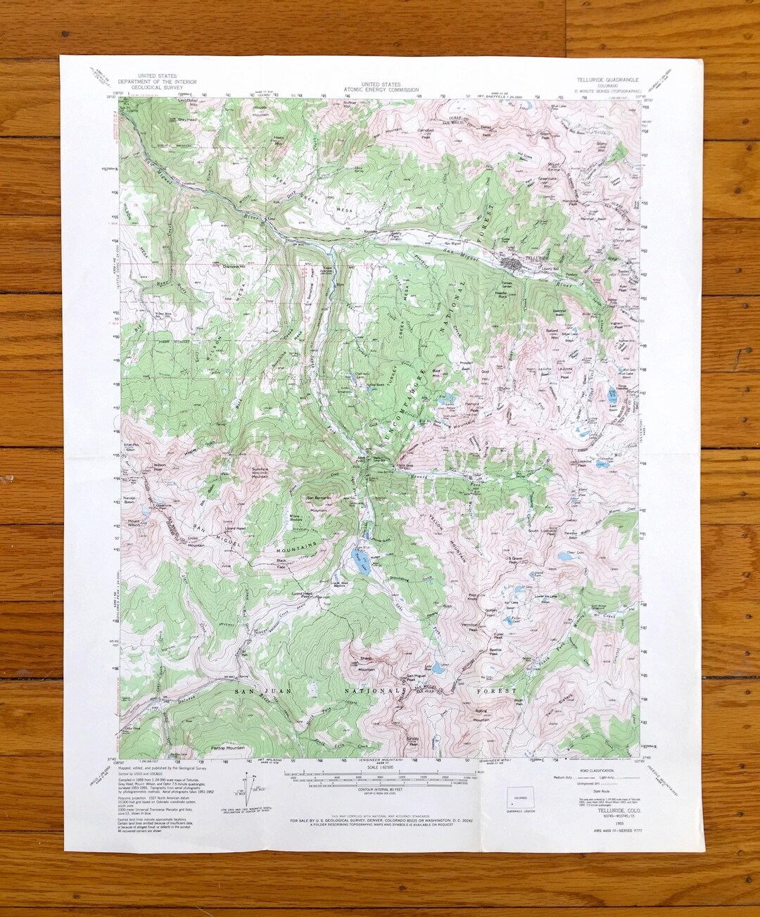 Antique Telluride, Colorado 1955 US Geological Survey Topographic Map ...