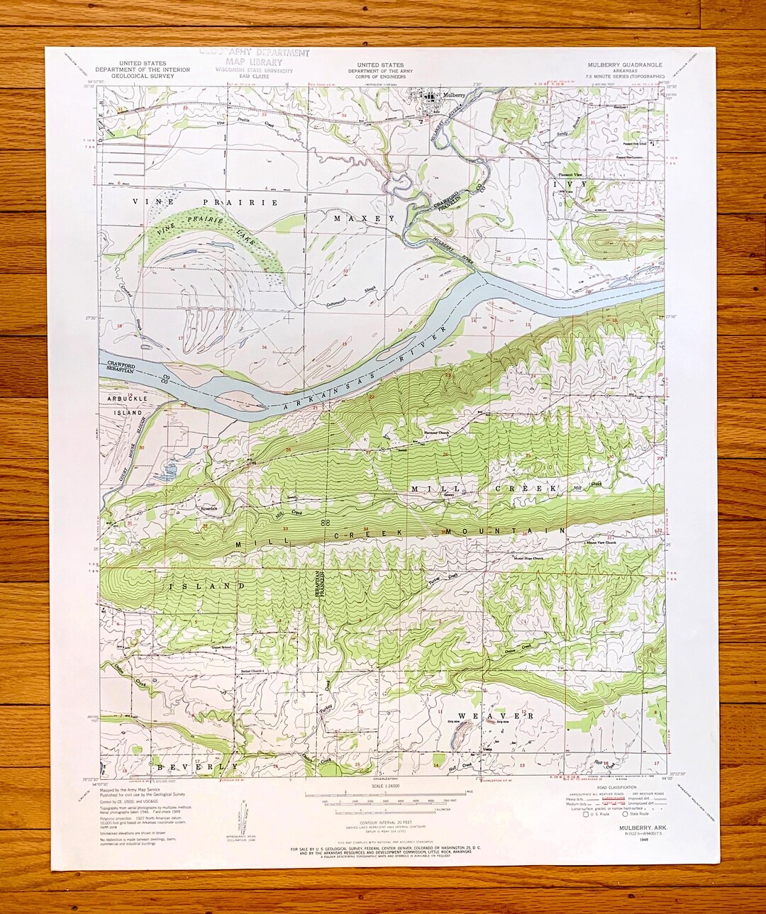Antique Mulberry, Arkansas 1948 US Geological Survey Topographic Map ...
