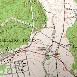 Antique Peñuelas, Puerto Rico 1958 US Geological Survey Topographic Map ...