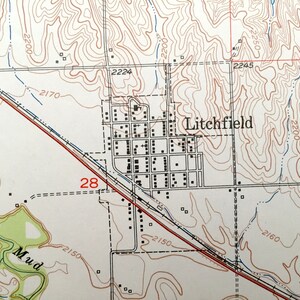 Antique Litchfield, Nebraska 1951 US Geological Survey Topographic Map ...