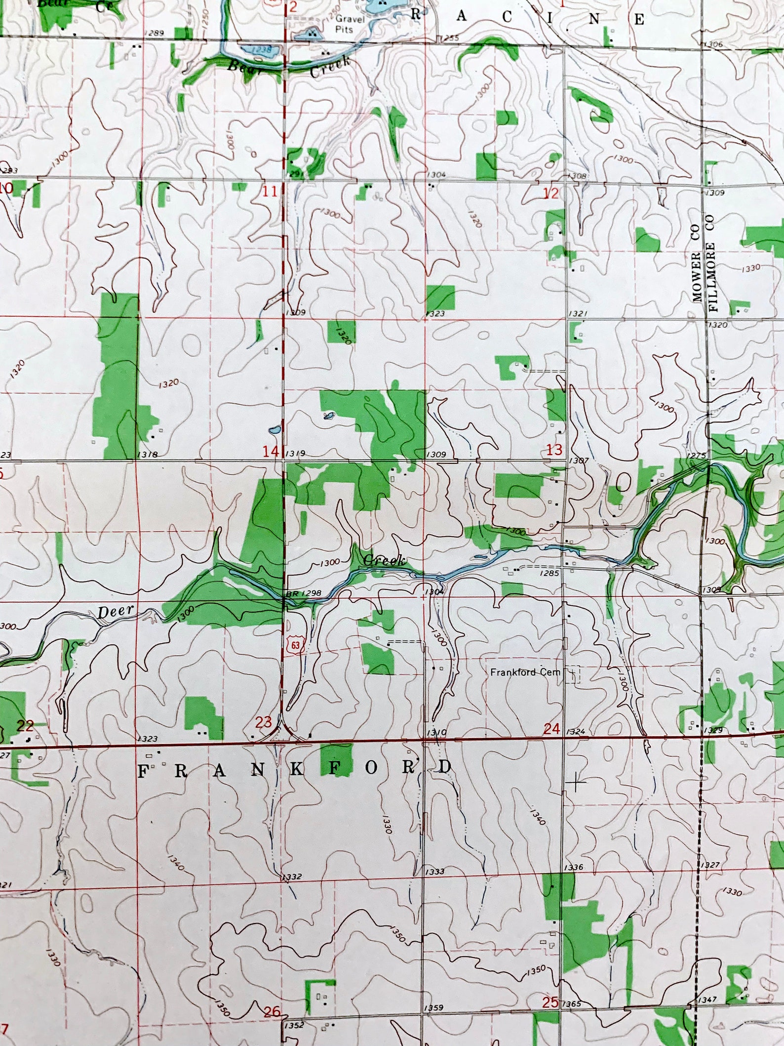 Antique Spring Valley, Minnesota 1965 US Geological Survey Topographic ...