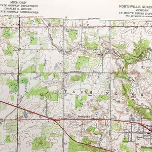 Antique Northville, Michigan 1952 US Geological Survey Topographic Map ...