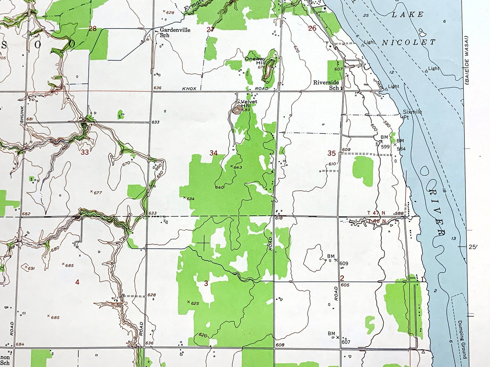 Antique Sault Ste Marie, Michigan 1951 US Geological Survey Topographic ...