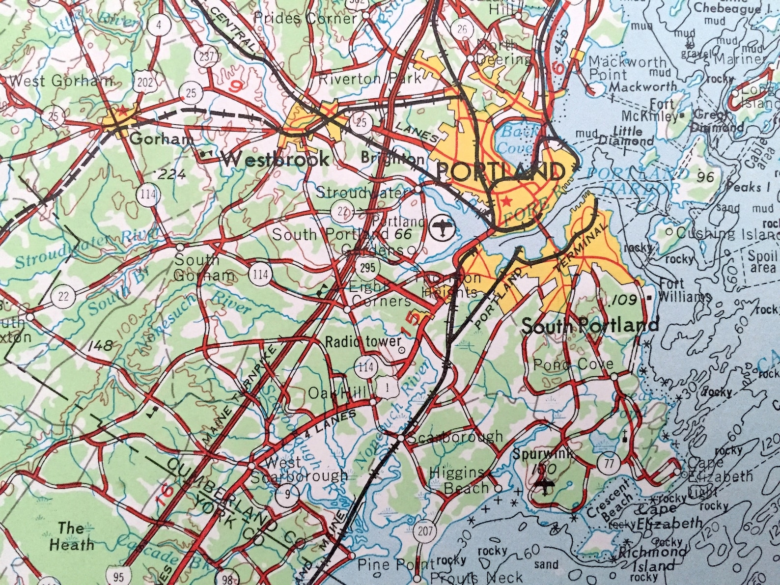 Antique Portland, Maine 1956 US Geological Survey Topographic Map ...