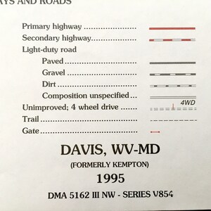 Antique Davis, West Virginia & Kempton, Maryland 1995 US Geological ...