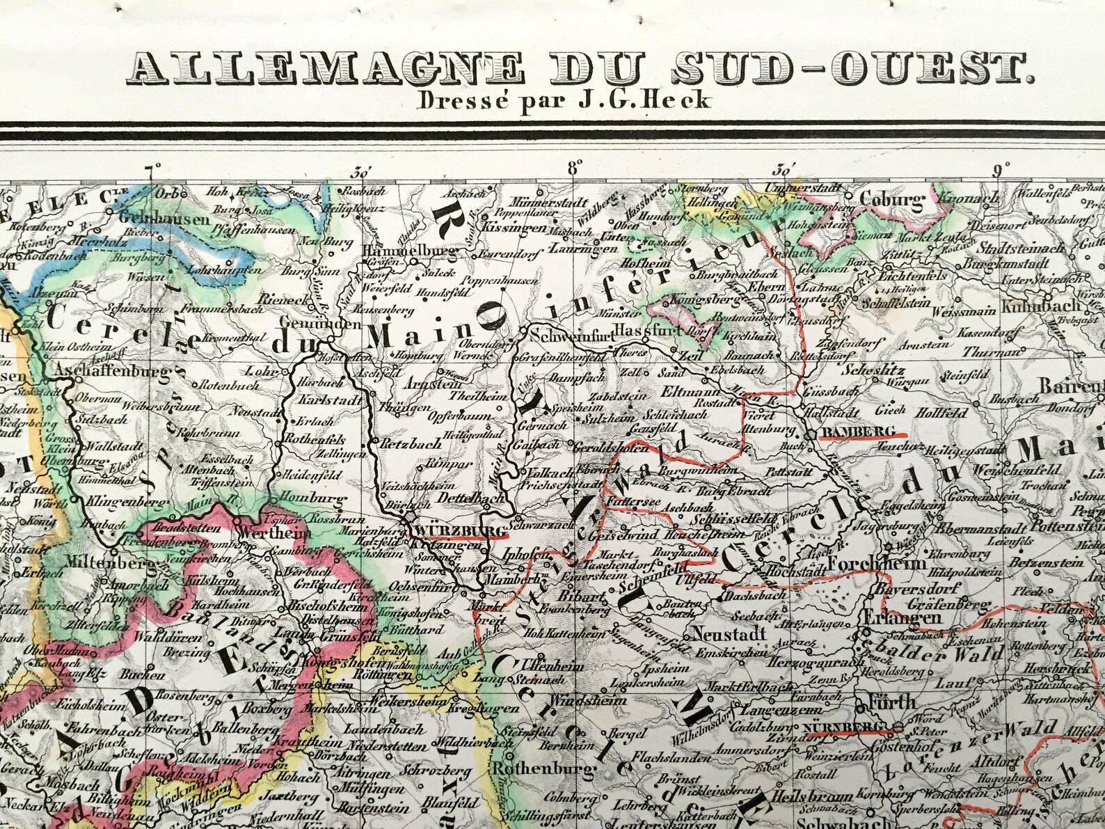 Antique 1835 Ancient Germany Map From JG Heck's Atlas Géographique ...