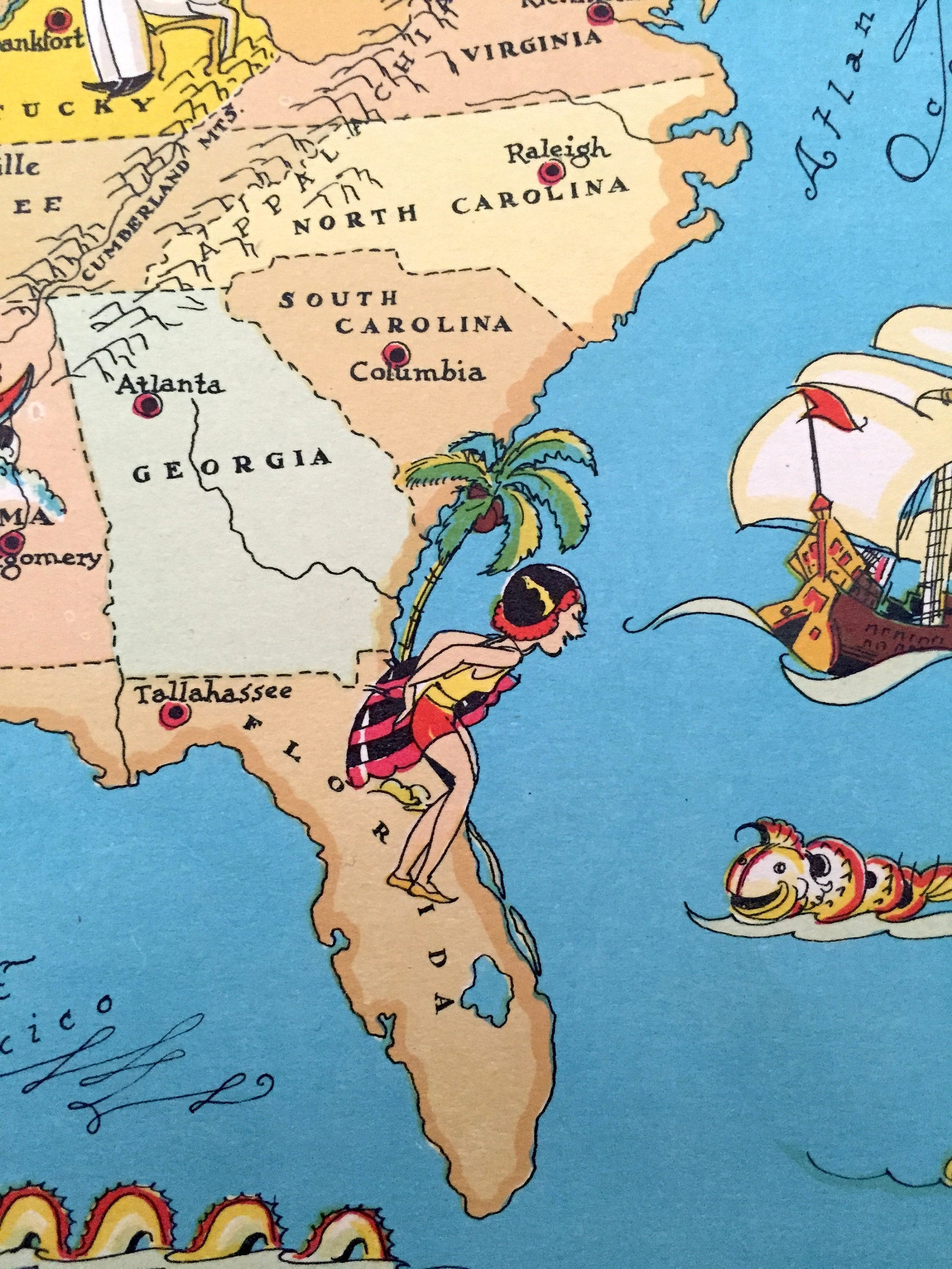 Antique 1935 United States of America Map from Our Gay | Etsy