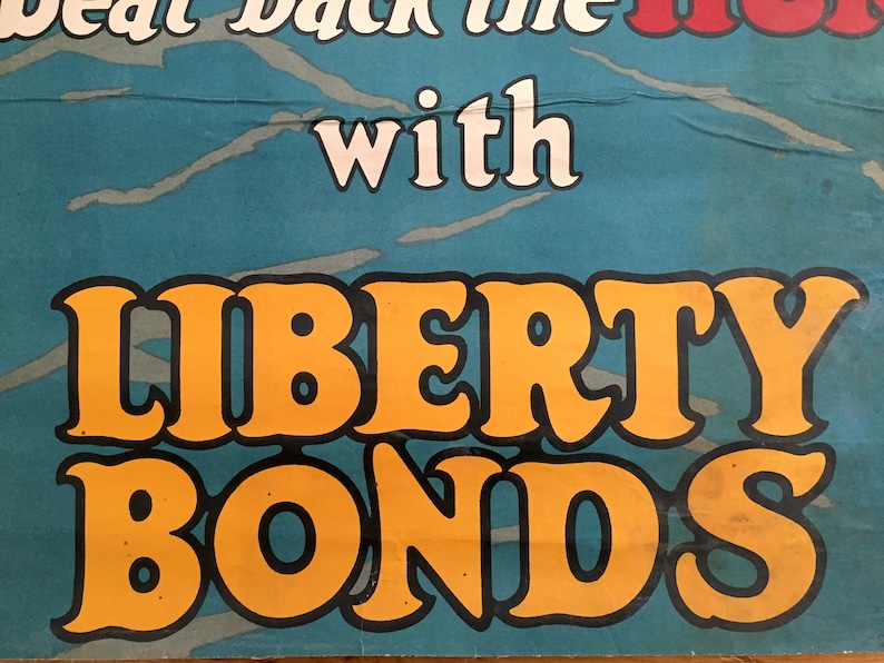 Original 1918 Beat Back the Hun With Liberty Bonds WWI Poster by ...