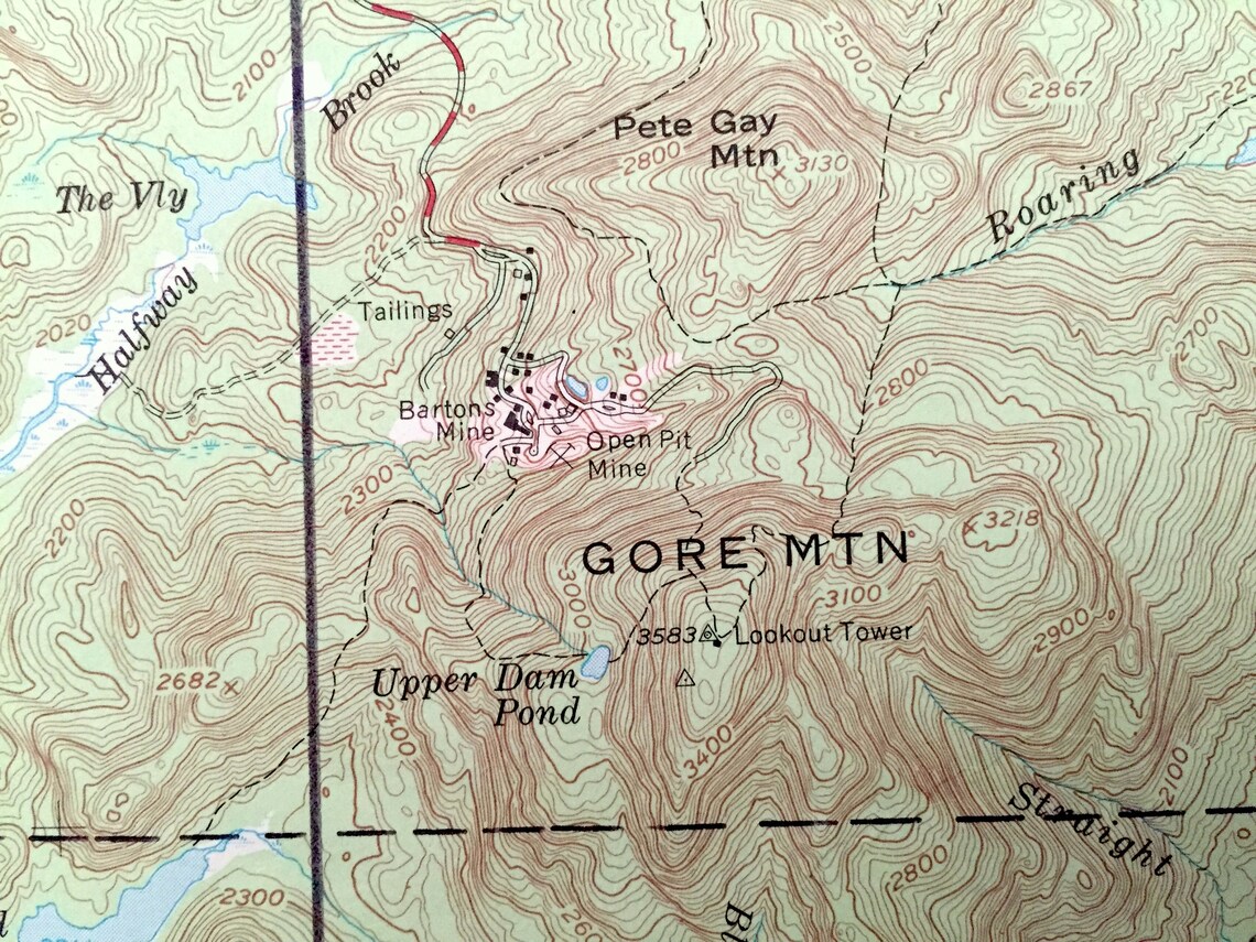 Antique Thirteenth Lake, New York 1954 US Geological Survey Topographic ...