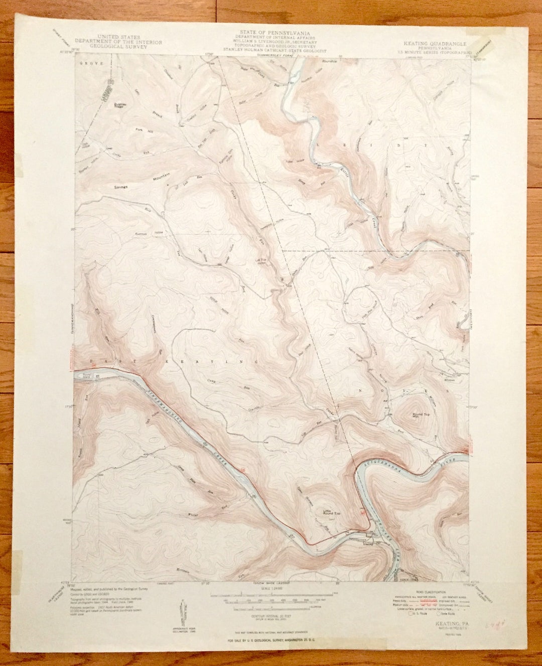 Antique Keating, Pennsylvania 1948 US Geological Survey Topographic Map ...