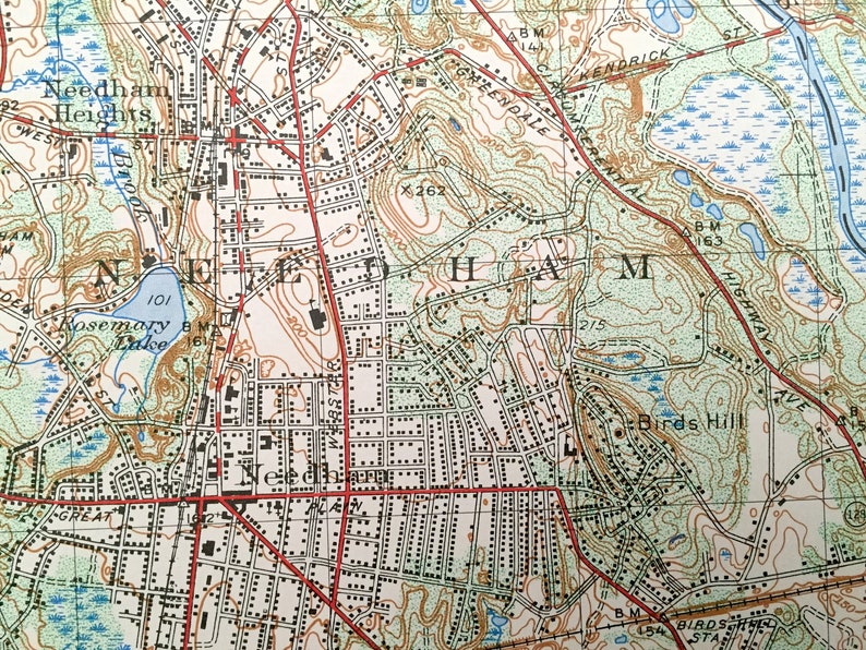 Antique Newton, Massachusetts 1948 US Geological Survey Topographic Map ...