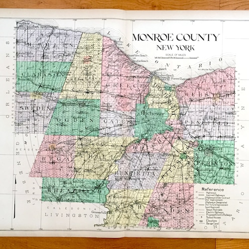 1852 Map of Monroe County New York Rochester - Etsy