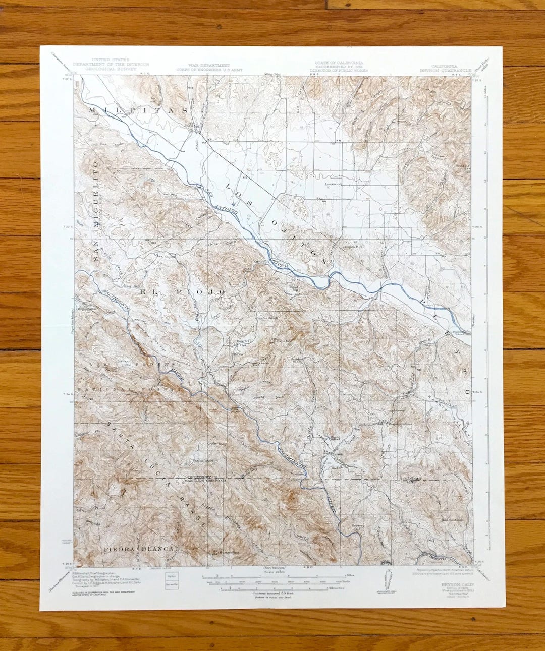 Antique Bryson, California 1929 US Geological Survey Topographic Map ...