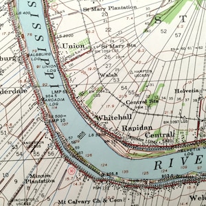 Antique Donaldsonville, Louisiana 1939 US Geological Survey Topographic ...