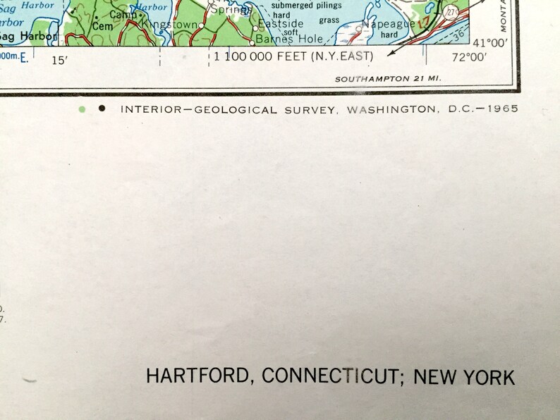 Antique Connecticut 1965 US Geological Survey Topographic Map ...