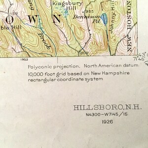 Antique Hillsboro, New Hampshire 1926 US Geological Survey Topographic ...