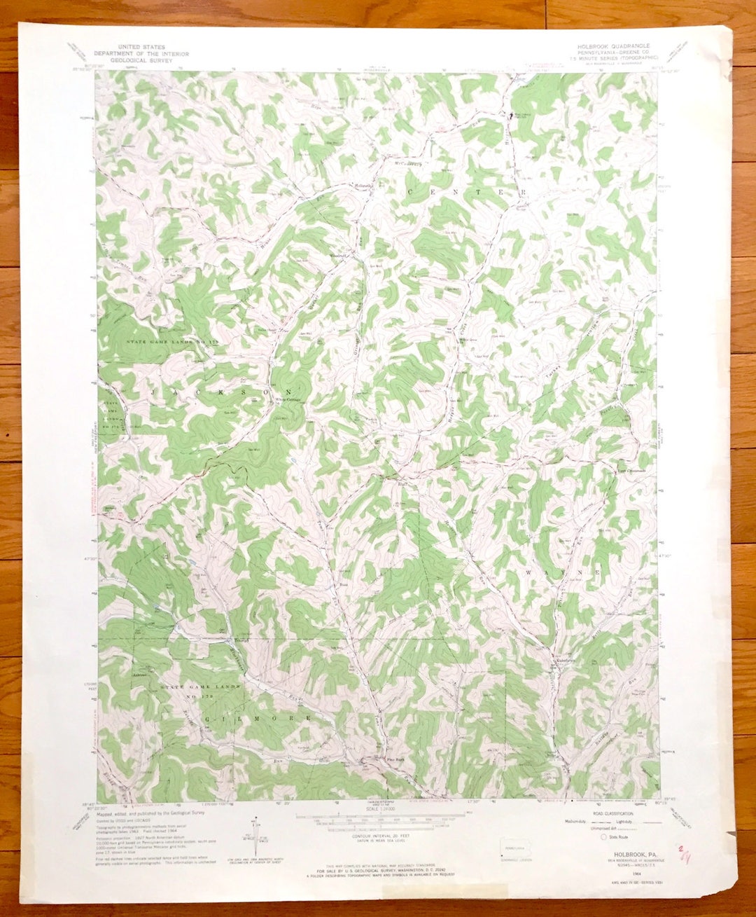 Antique Holbrook, Pennsylvania 1964 US Geological Survey Topographic ...